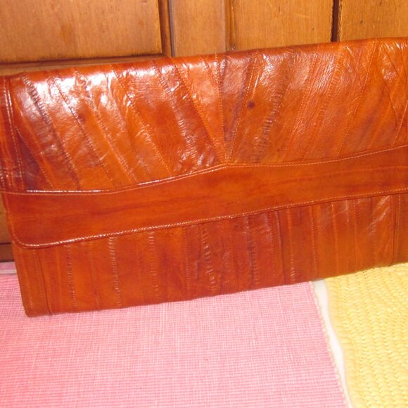 Malock | Bags | Vintage Malock Brown Eelskin Leather Clutch Bag | Poshmark